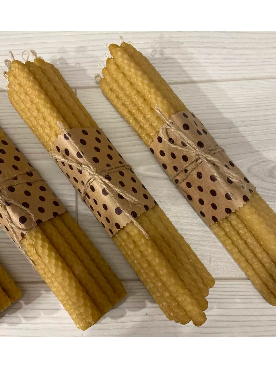 Свечи из натуральной вощины большие 25 см, 20 шт.