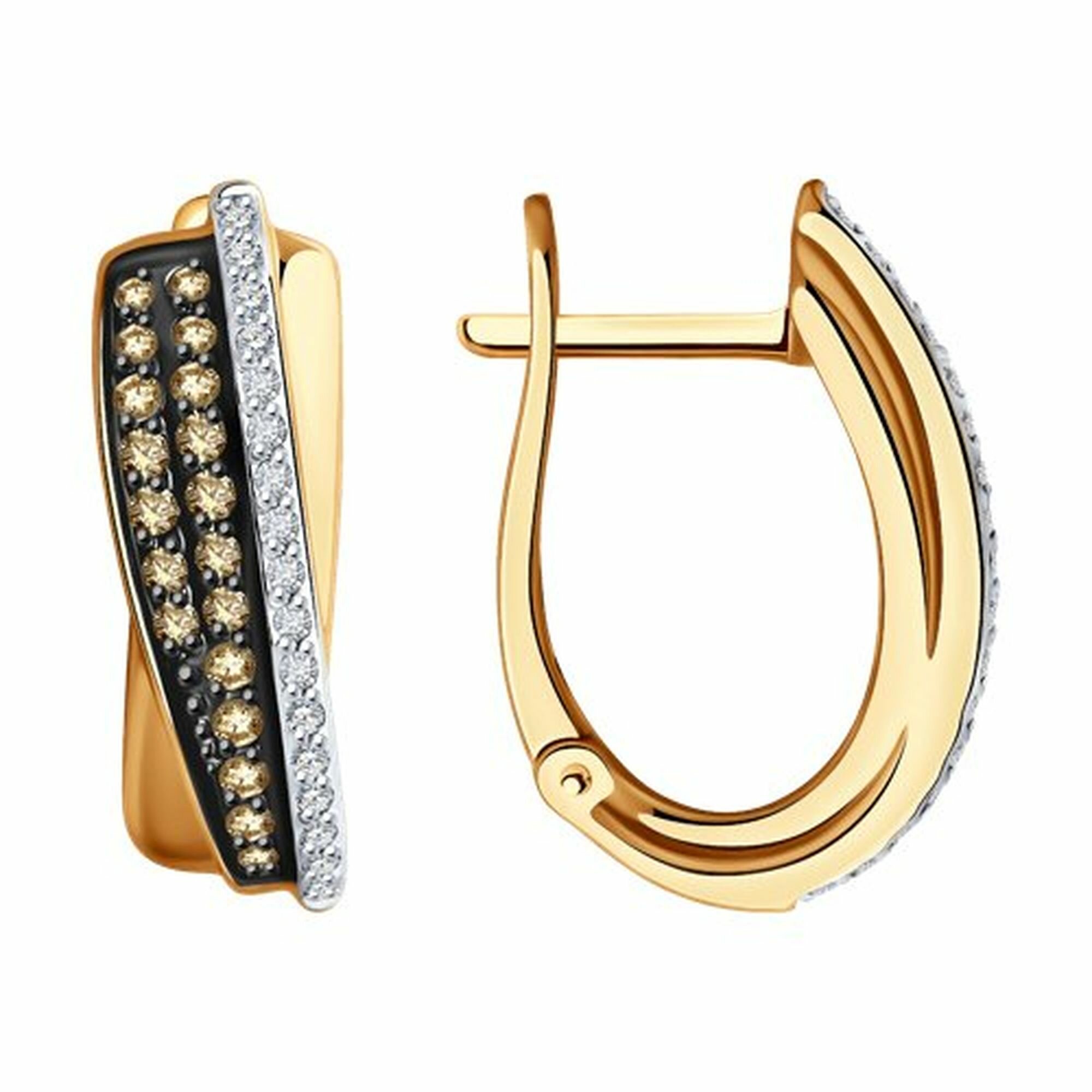 Серьги, красное золото, 585 проба, бриллиант