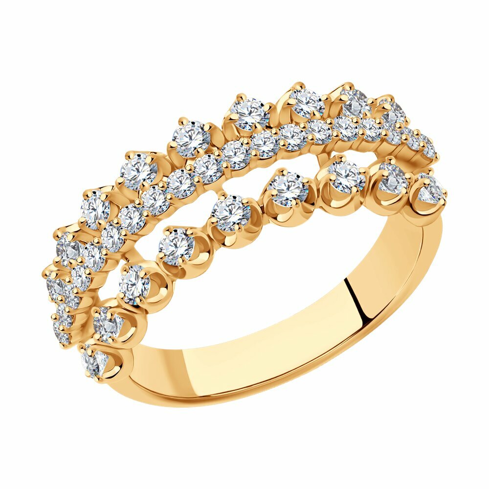 Кольцо дорожка, красное золото, 585 проба, бриллиант