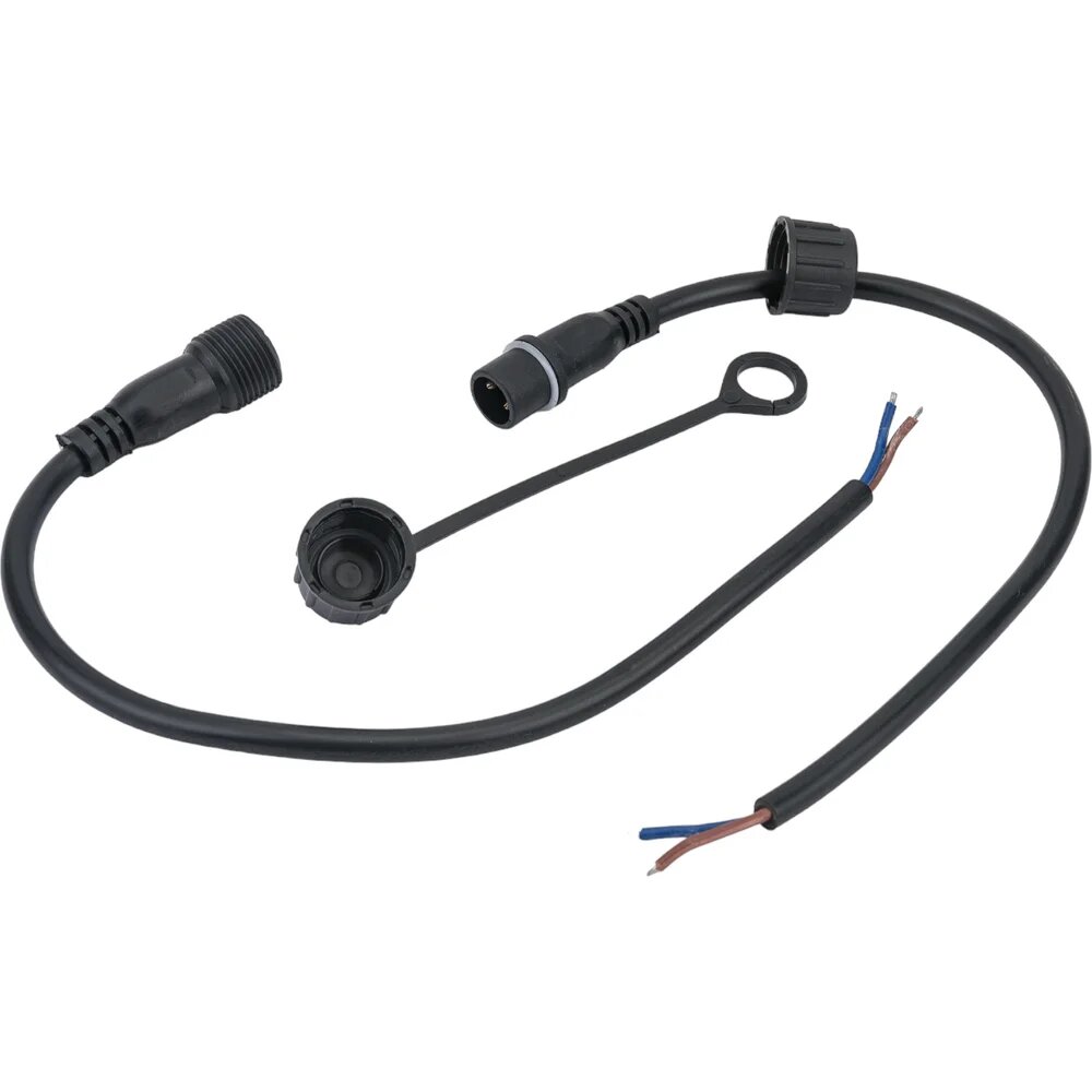 Коннектор TEAMPROF папа‑мама 2‑pin черный TPF‑MF2‑60/2‑B, влагозащищённый и пылезащищённый, для наружного применения
