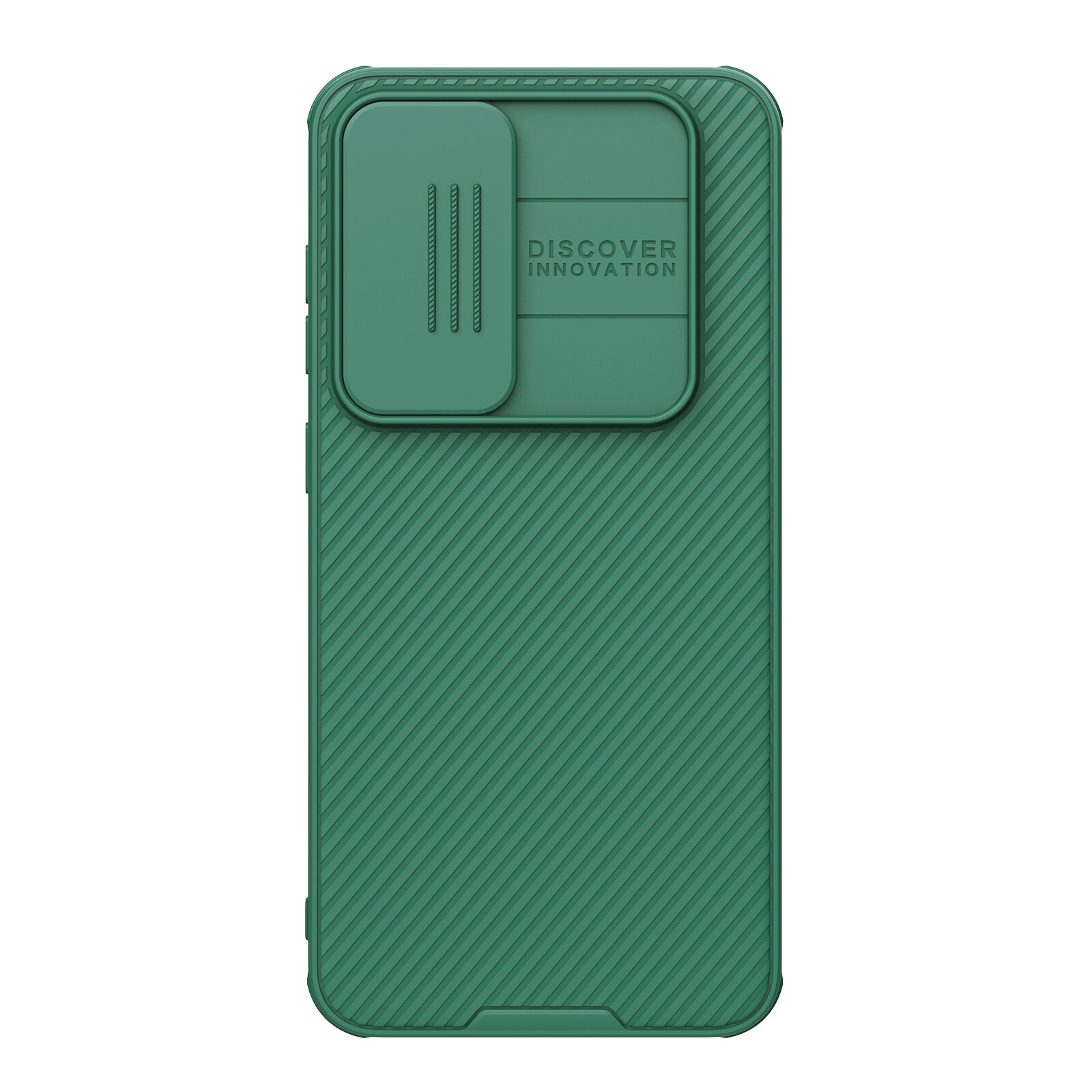 Усиленный чехол зеленого цвета (Dark Green) с сдвижной шторкой для камеры от Nillkin для Samsung Galaxy S24 FE, серия CamShield Pro