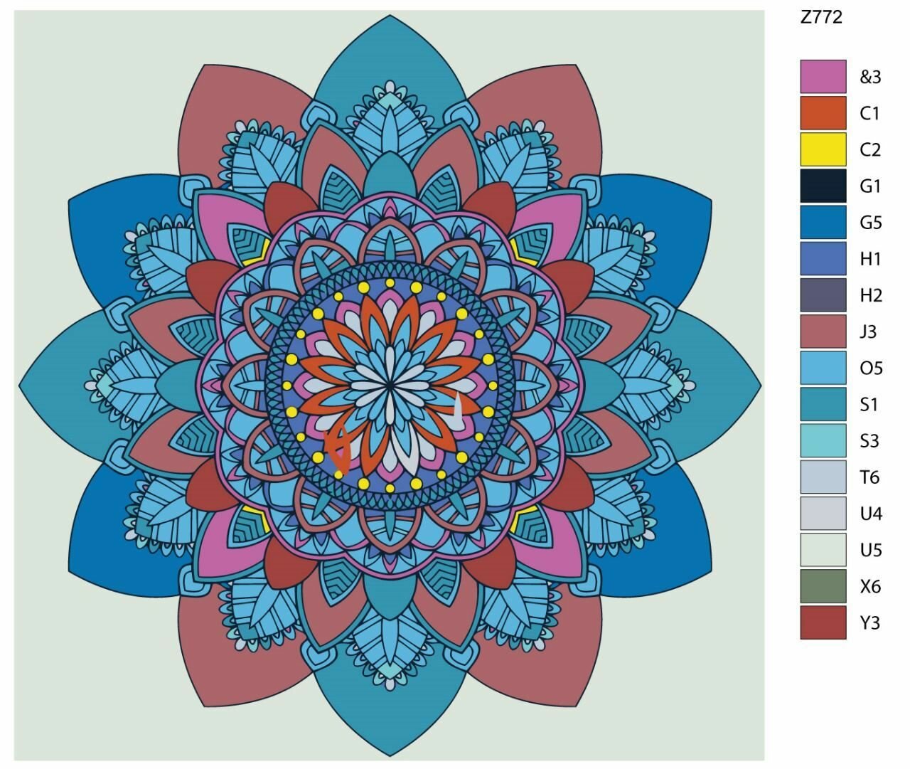 Картина по номерам Z-772 "Мандала" 40x40 Расцветаю в любви и мудрости настроит вас на гармонию внутри себя и с окружающим миром