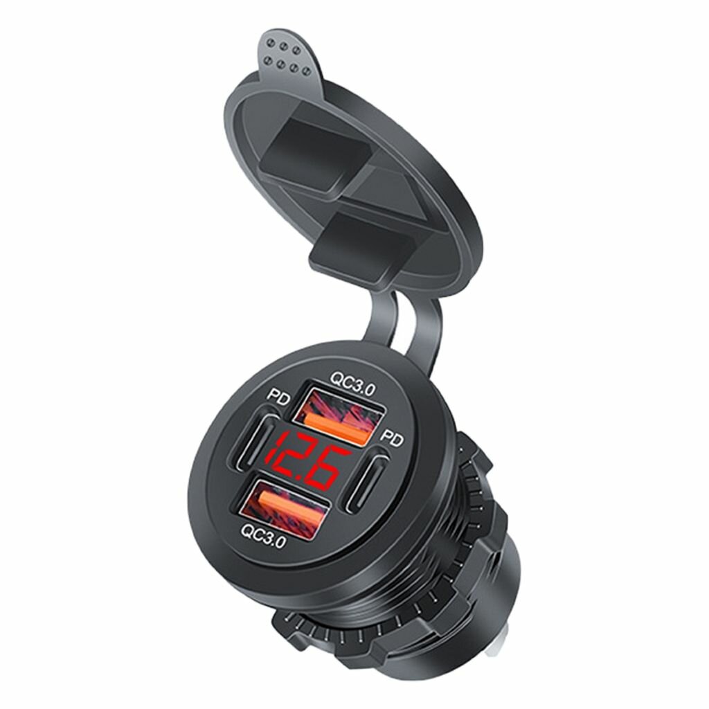 USB Зарядное Устройство 12V-24V с QC3.0 и PD Type-C для Авто