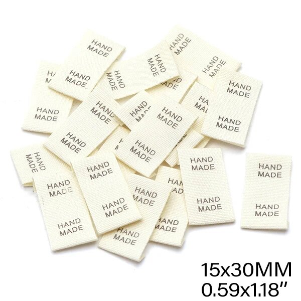 Ручные тканевые этикетки для одежды 15*30 мм, 50 шт. Бежевый, Grey