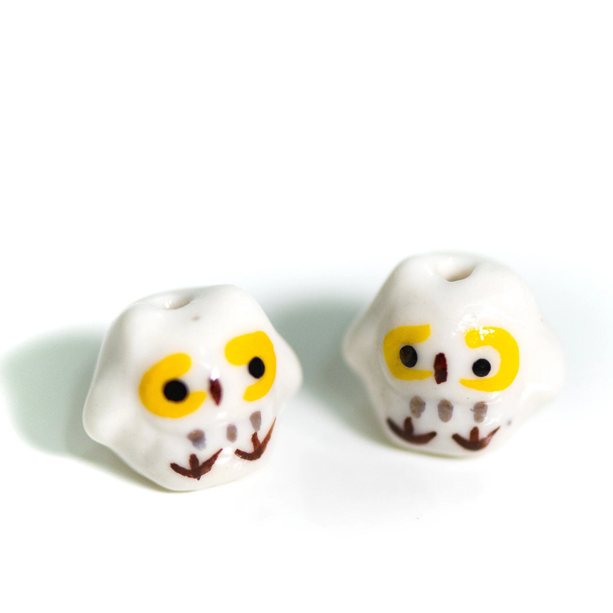 Керамические бусины-совы Midofare 15-18 мм Белый, 2pcs-TCZ609G