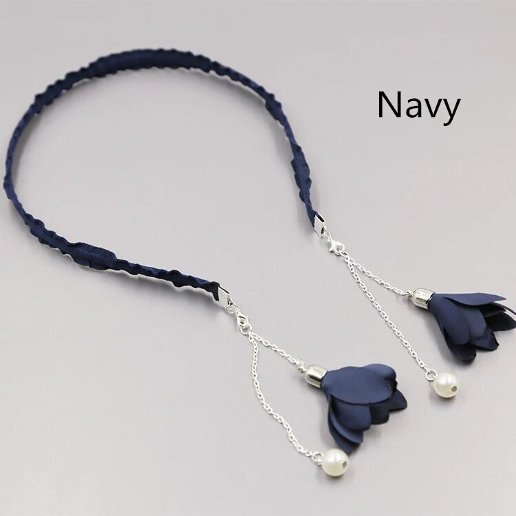 Ободок женский с цветами и кисточками, Navy