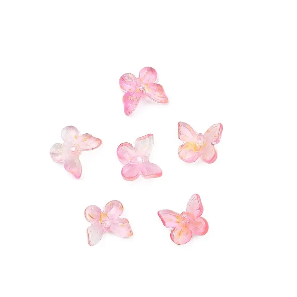 Бусины стеклянные бабочки Hua Ming Ce Розовый, Style 04