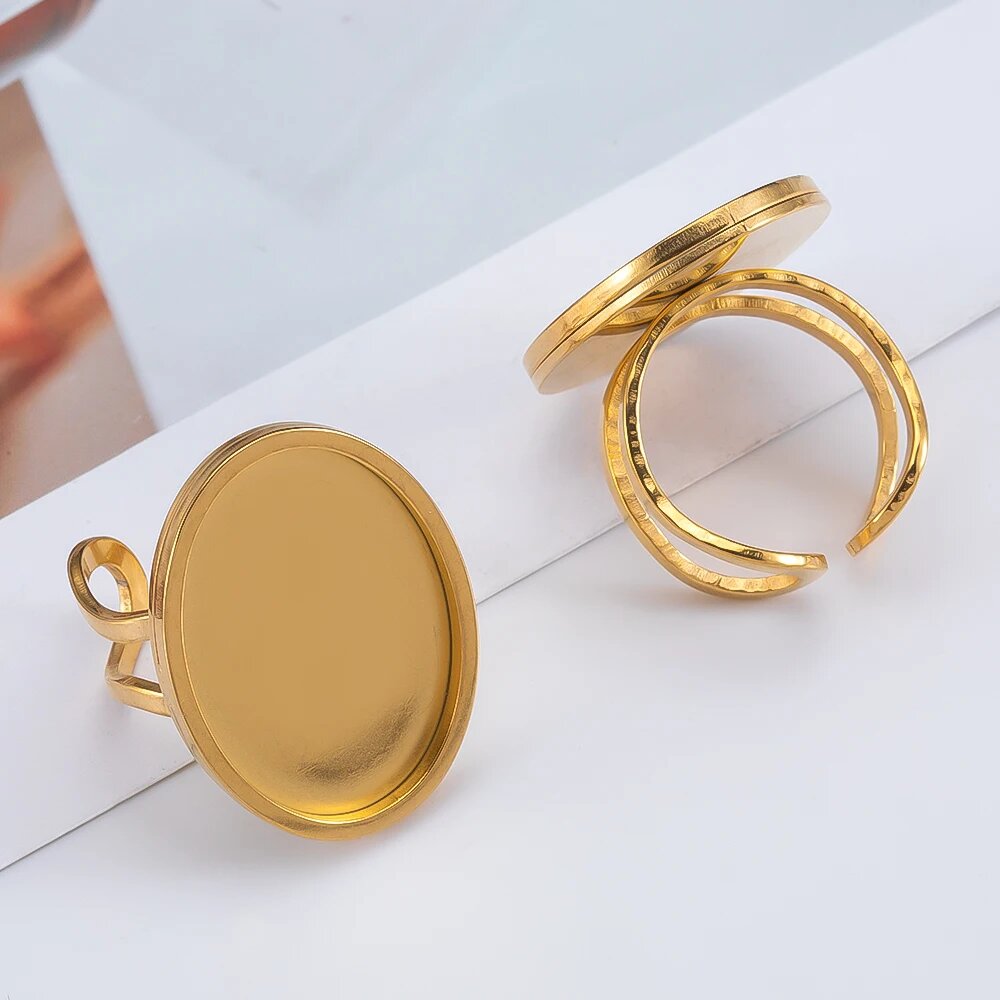 Кольца-заготовки овальные, 13x18 мм, Gold Color, 4 шт
