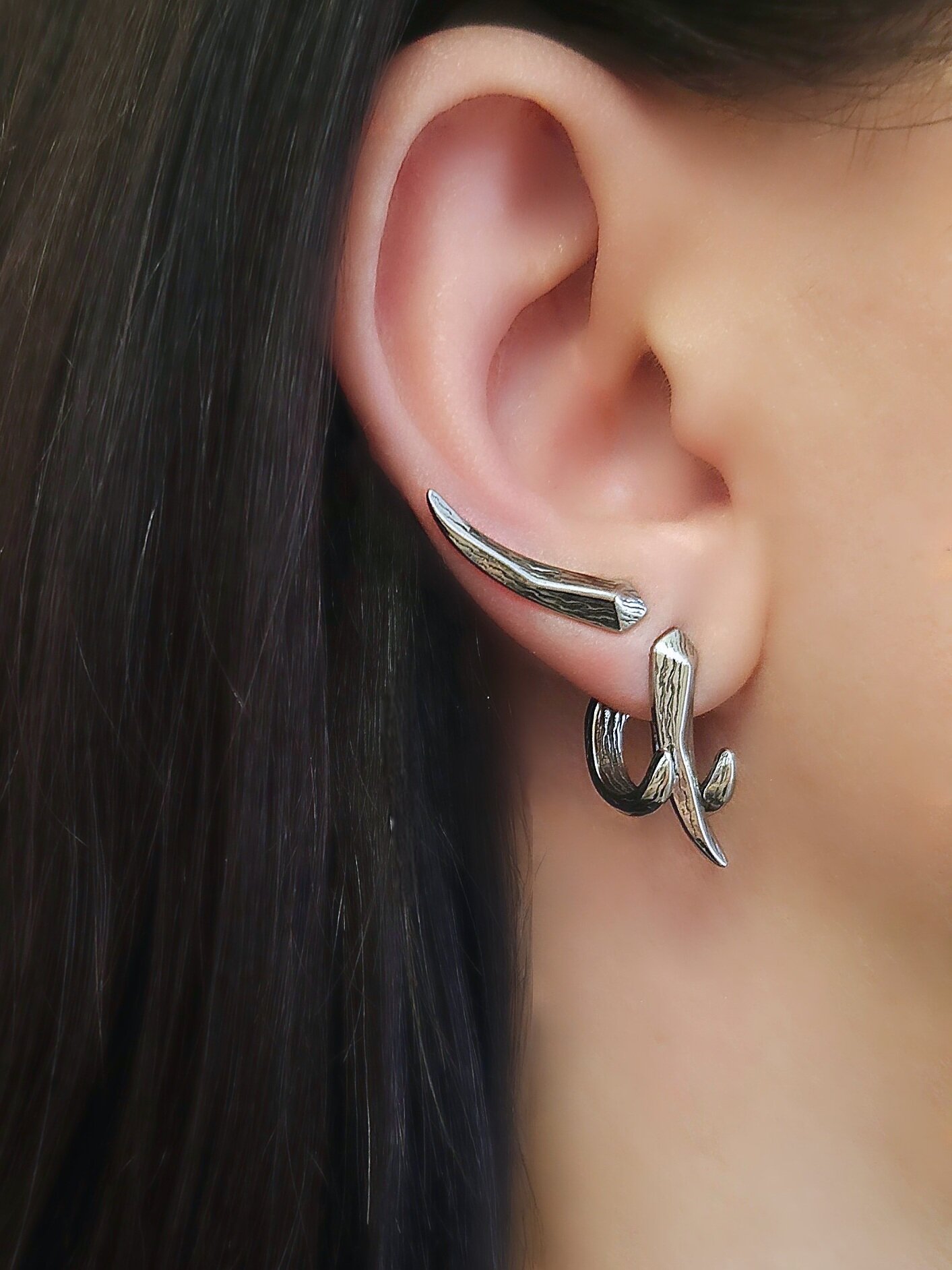 Серьги пусеты, двусторонние