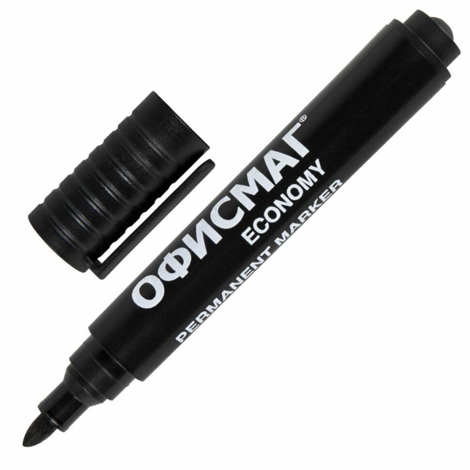 Маркер перманентный офисмаг ECONOMY, черный, круглый наконечник 3 мм, 152484, 36 штук, 152484
