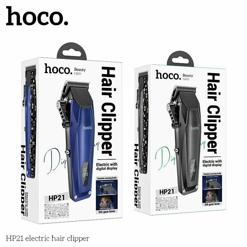 Машинка для волос Hoco "HP21", 4 насадки, быстрая зарядка, черная