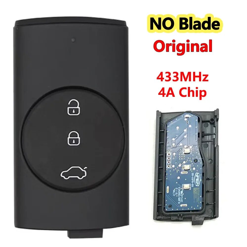 Оригинальный дистанционный ключ XNRKEY 3B для автомобиля, чип 4A 433 МГц для Chery Tiggo 7 Plus 8 Plus, интеллектуальный смарт-ключ без лезвия Black Key Blue PCB