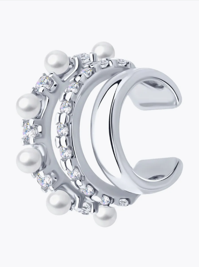 Моносерьга, серебро, 925 проба, родирование