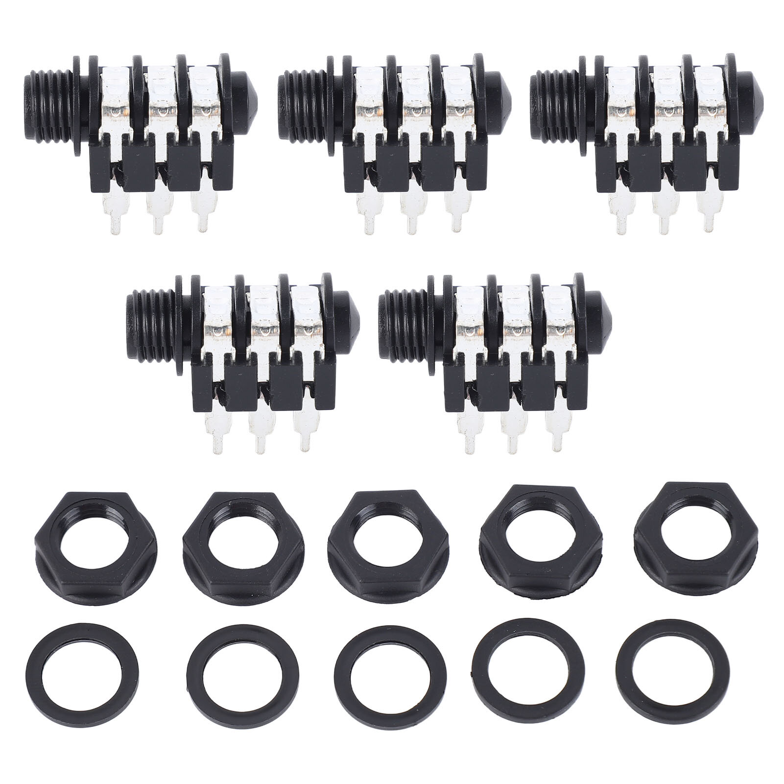 5 шт. стереоразъемов 6,35 мм 6P для микрофона, разъемы для микрофонных звукоснимателей, для замены, реверсивный