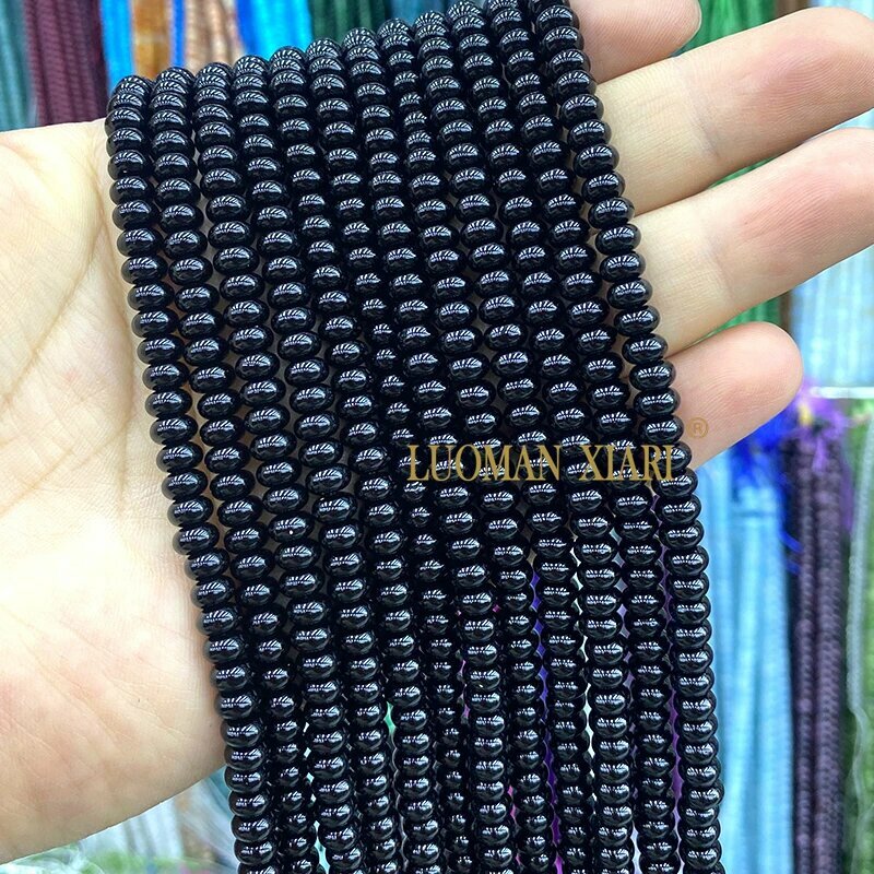 Натуральные бусины LUOMAN XIARI халцедон, кристалл 4x6 мм Черный, 4x6mm 86-90pcs, black onyx 013
