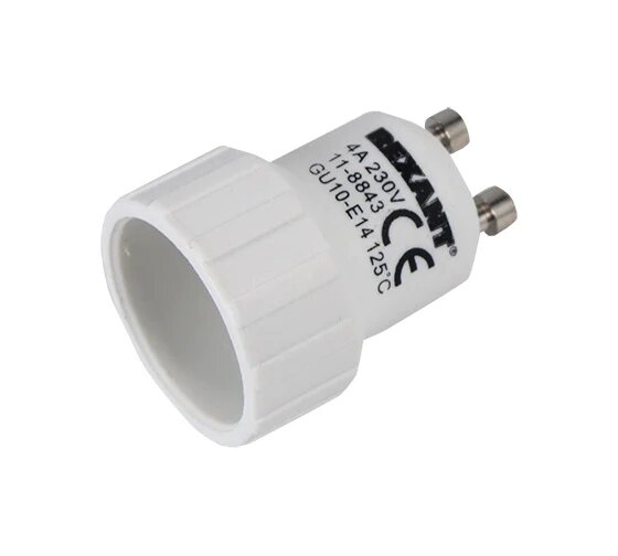 Набор Переходник цокольный Rexant GU10 / Е14, белый {11-8843} (5 шт)