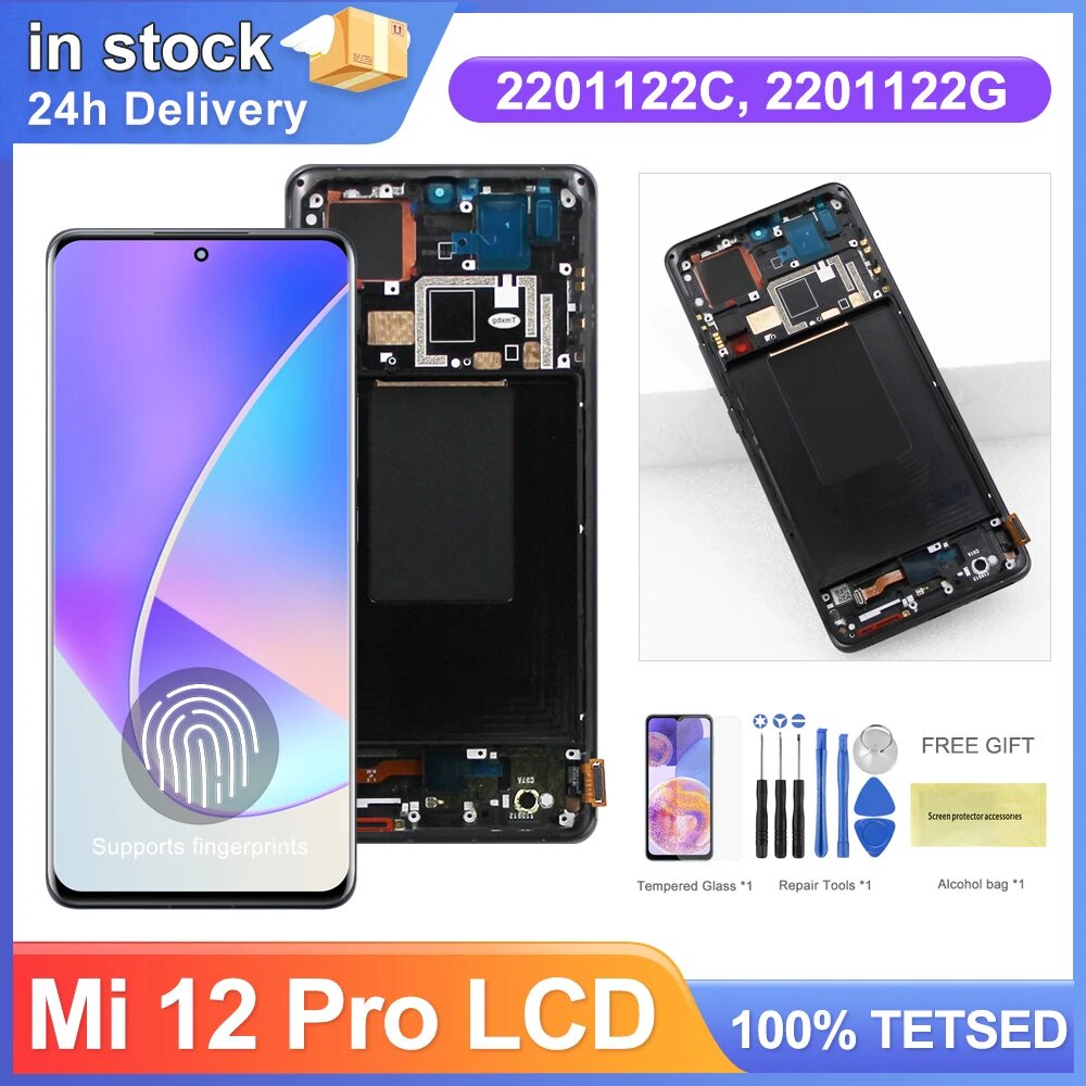 Замена экрана дисплея Mi 12 Pro 6,73 дюйма для Xiaomi 12 Pro 2201122 C 2201122 With Blue Frame