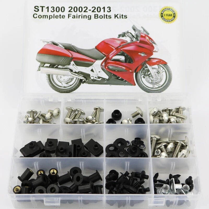Подходит для мотоцикла HONDA ST1300 2002-2013, полный комплект крепежа для обтекателей, винты, гайки, клипсы для обтекателей. Silver