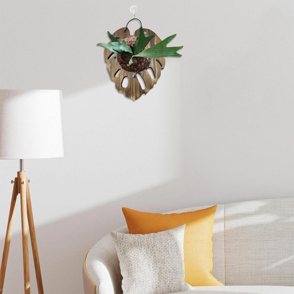 Подвесной цветочный горшок из пантового папоротника с деревянной рамой, подходит для водного мха, форма листа