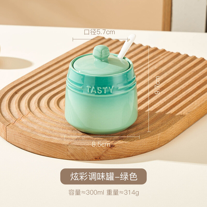 Высококачественная керамическая бутылка для приправ с ложкой для кухонного использования, влагонепроницаемая коробка для приправ для масла, чили, MSG, соли и других специй