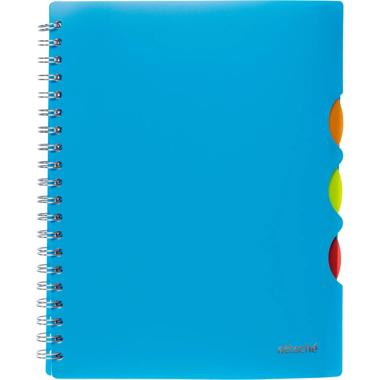 Бизнес-тетрадь Attache А4.100л, кл, спир, обл. пластик, с разделителями, голубой