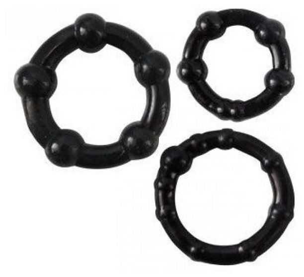 SexExpert Набор из трех эрекционных колец (SEM-55002), черный