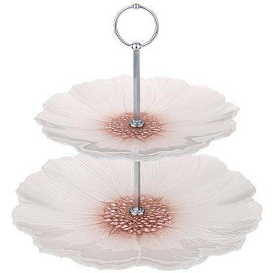 Этажерка Аксам 2х-ярусная "Белый цветок" 21 см./28 см.