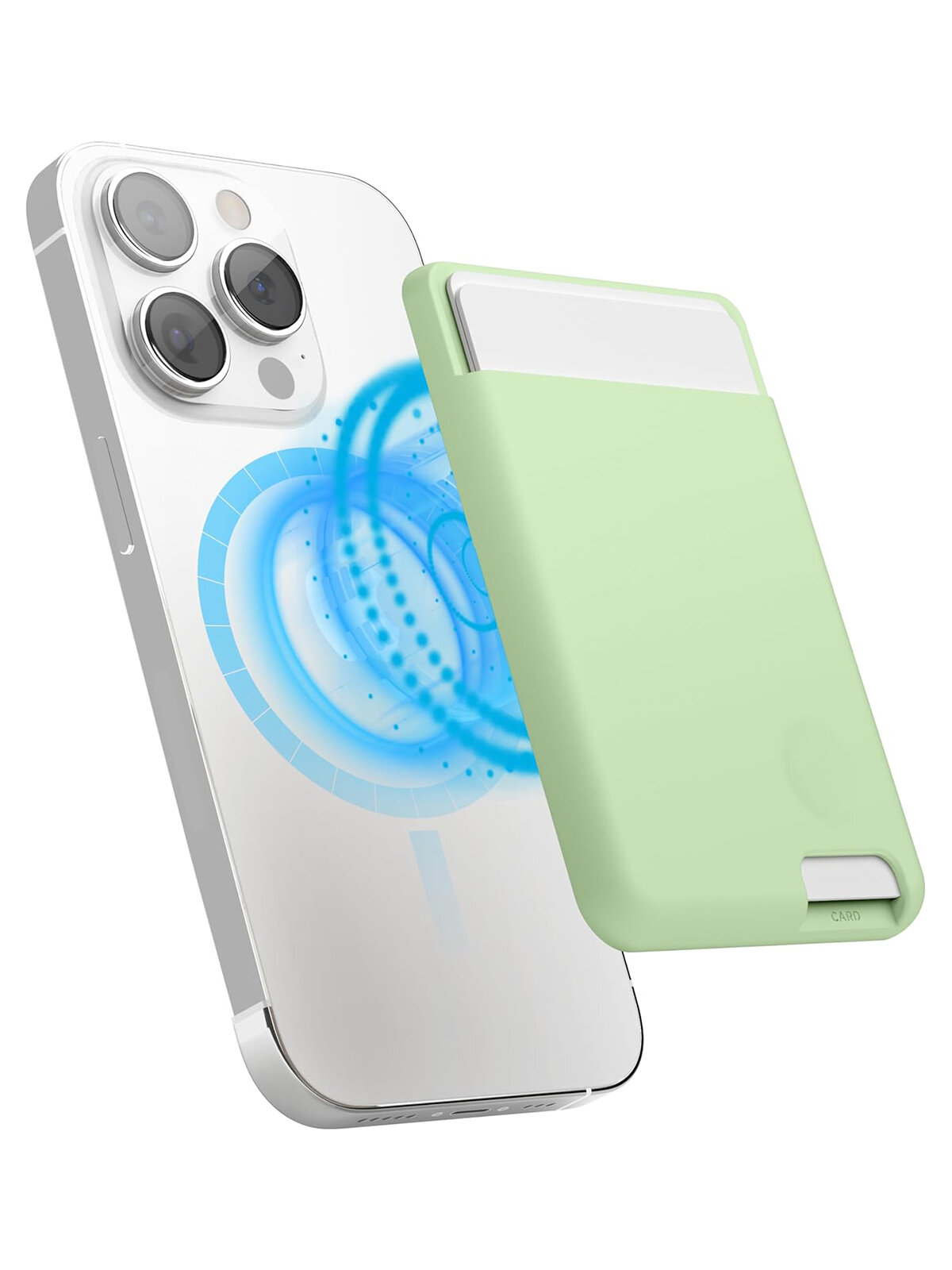 Elago магн. бумажник MagSafe Card Pocket Silicone Pastel Green
