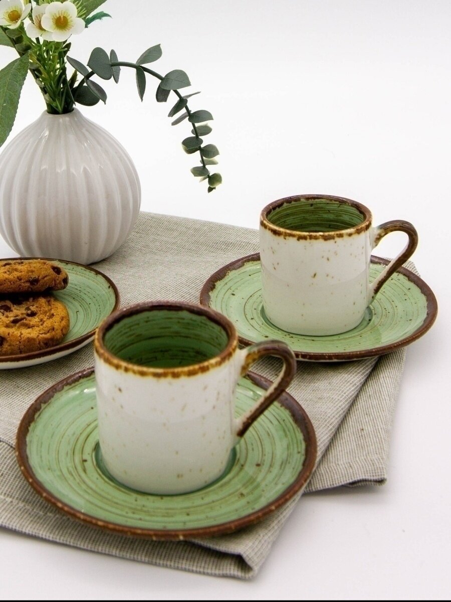 Набор фарфоровых кофейных пар Fusion/Кофейный/Кофейная пара 80 мл, 2 пары