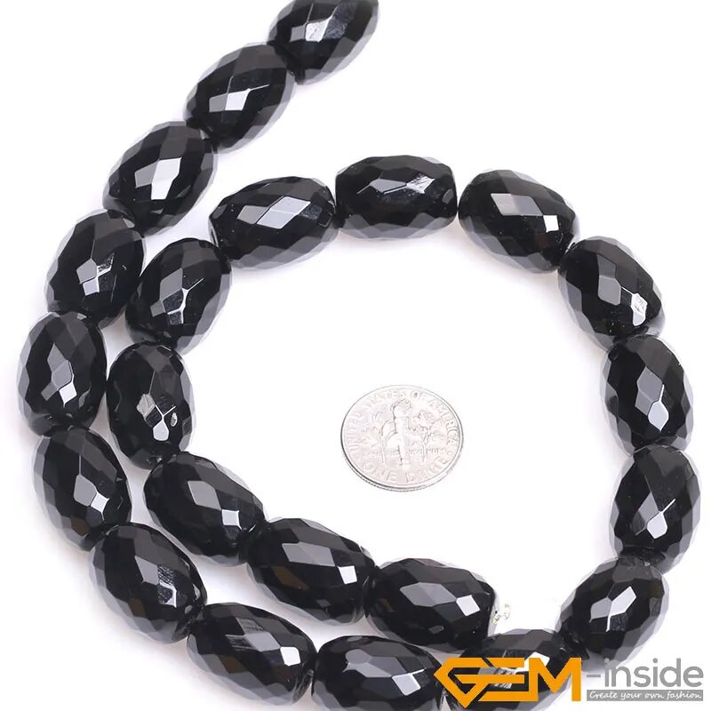 Бусины из черных агатов GEM-inside 6-12 мм 13x18mm Drum Faceted