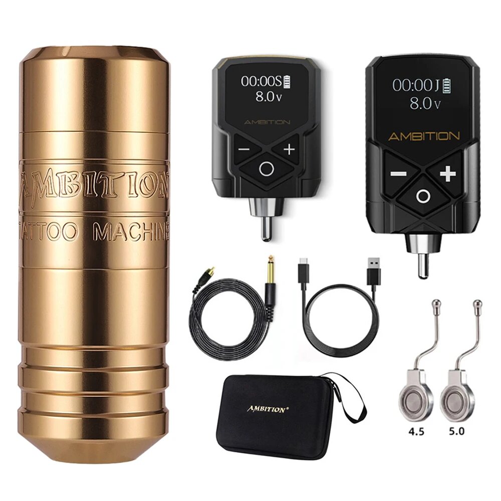 Тату-машинка Ambition Torped 32 Stroke черная Gold KIT 3