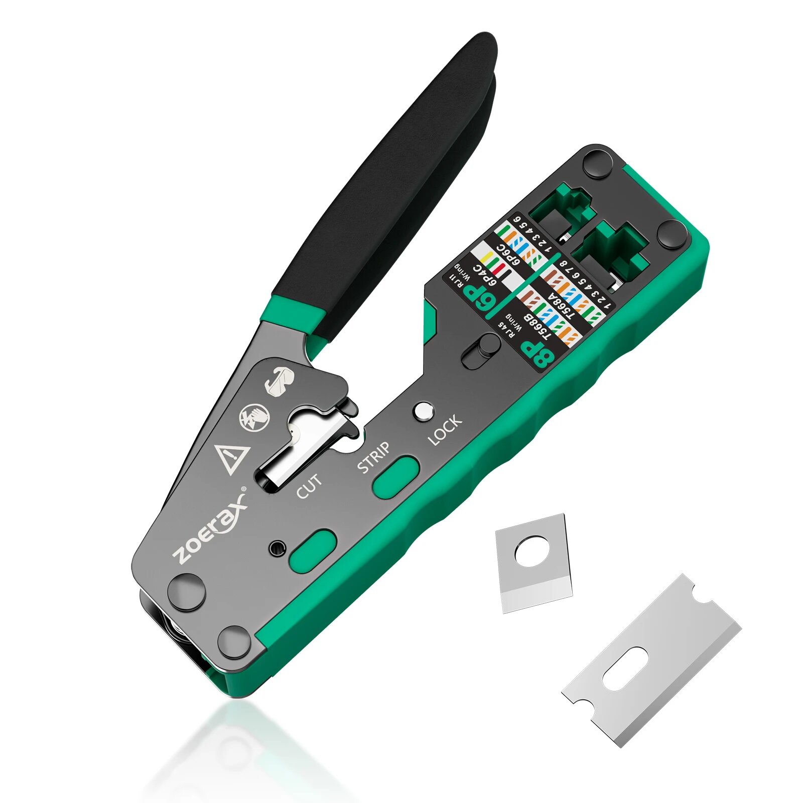 Обжимной инструмент для RJ45 ZoeRax, зеленый