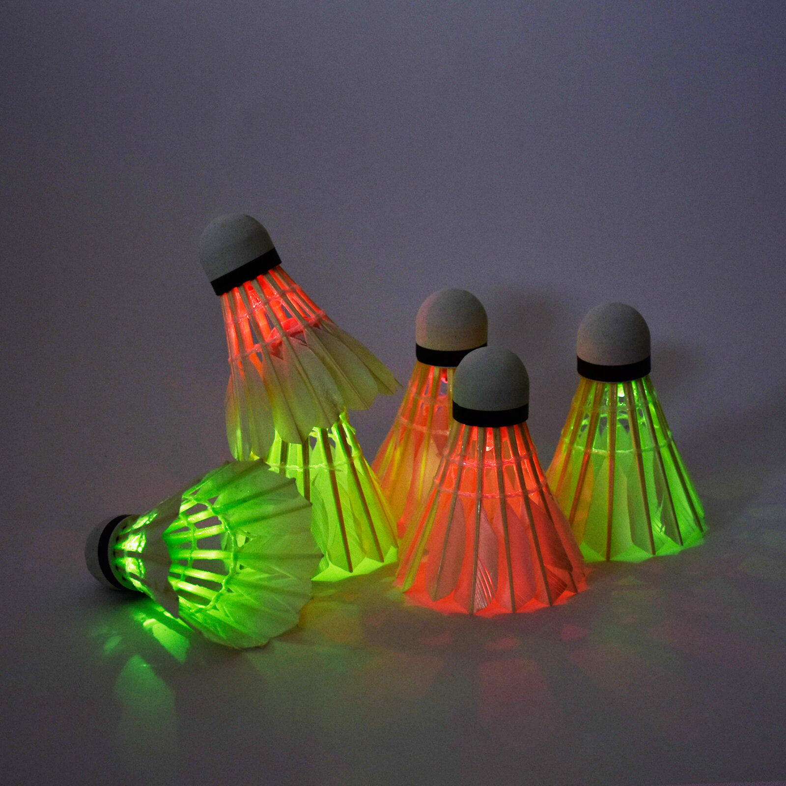 Волан Lonex-608 (6 шт/перо/белый/туба) LED+, светящиеся воланчики для бадминтона.