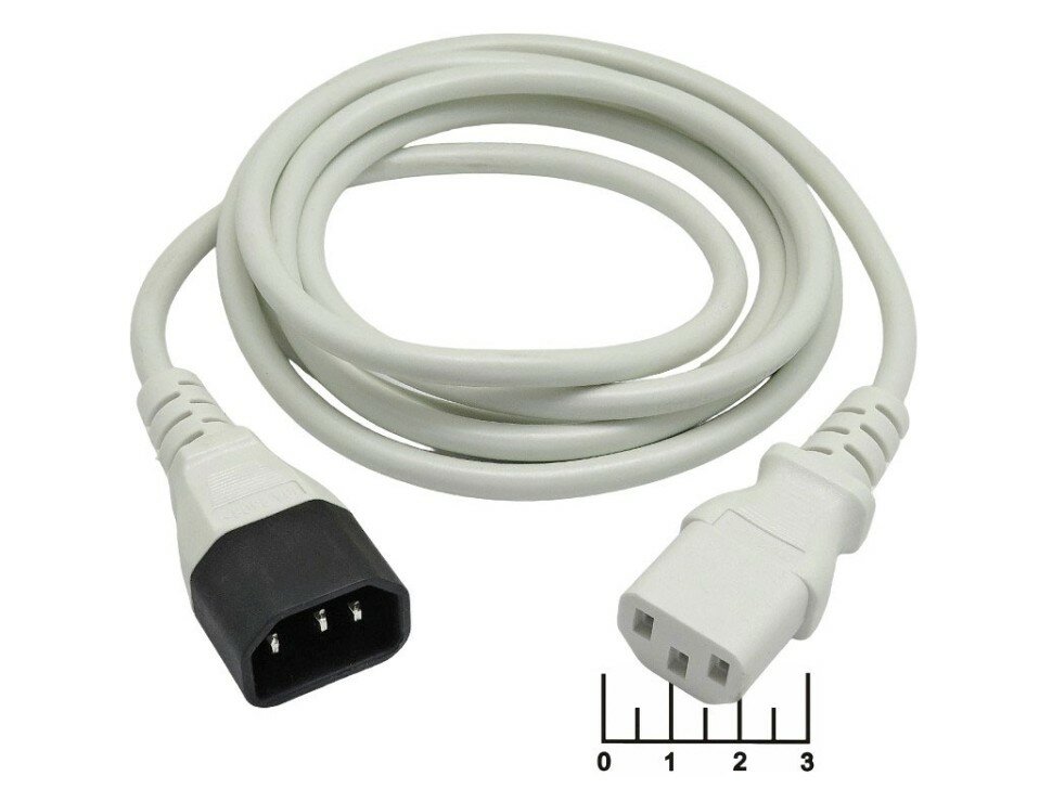 Шнур сетевой 3pin гнездо C13/штекер C14 удлинитель 1.8м (3*0.75) белый