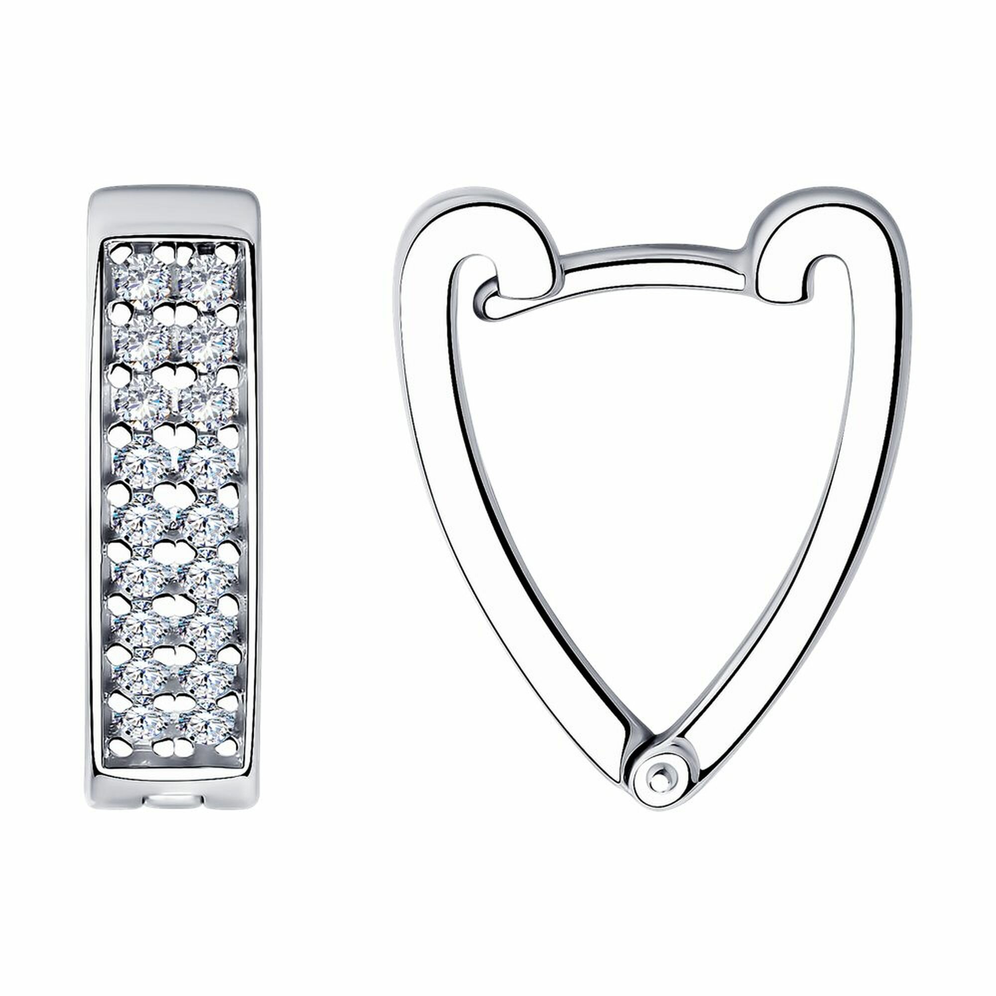 Серьги, серебро, 925 проба, родирование, фианит