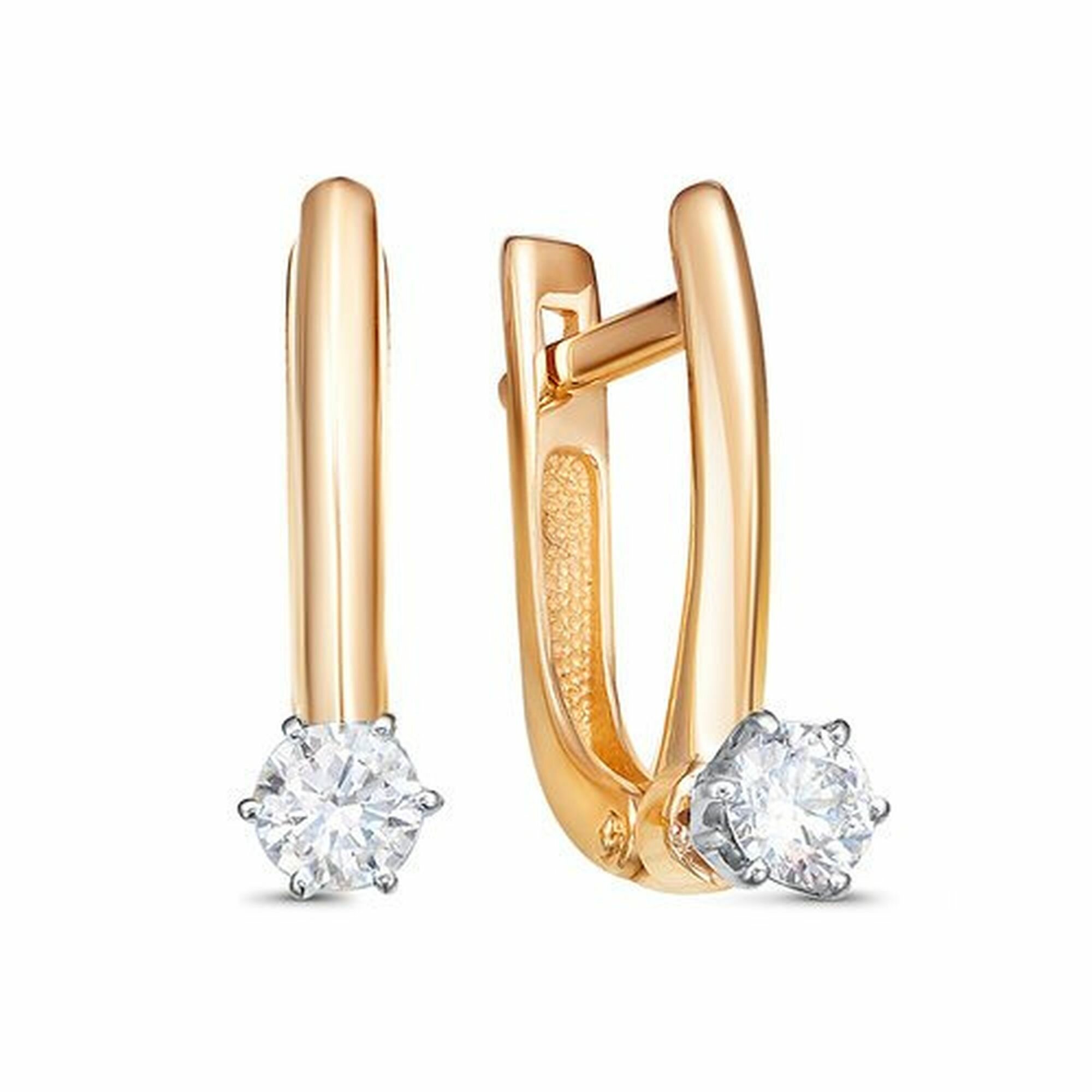 Серьги, красное золото, 585 проба, бриллиант
