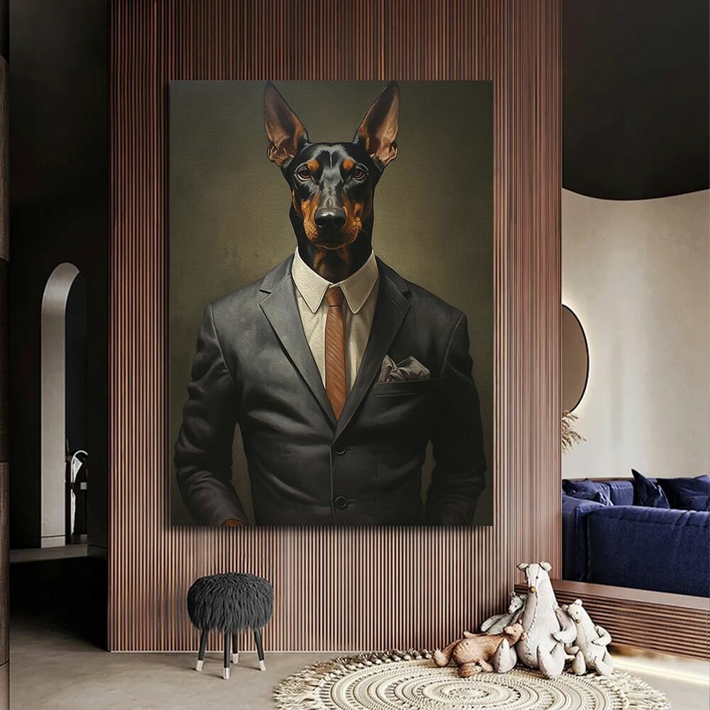 Картина доберман на стиле, 50х70 см.