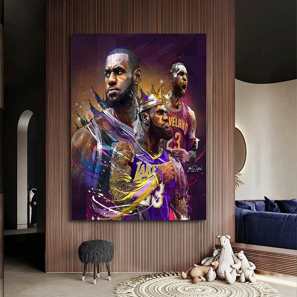Картина "Леброн Джеймс", баскетбольная тема, на холсте, на подрамнике, 20x30 см