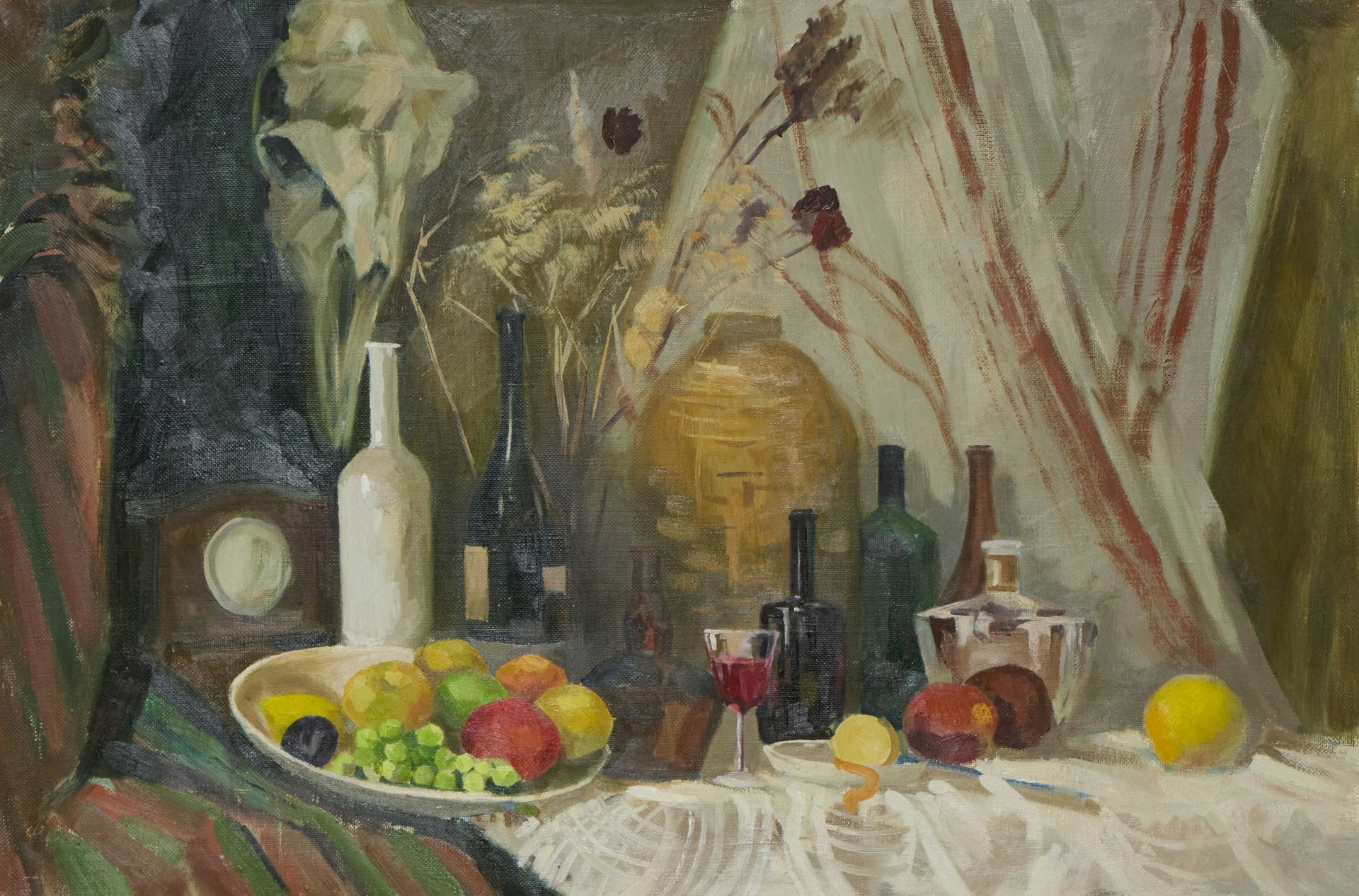 Натюрморт, Ма Сюэфен, Реализм, Лён, Масло