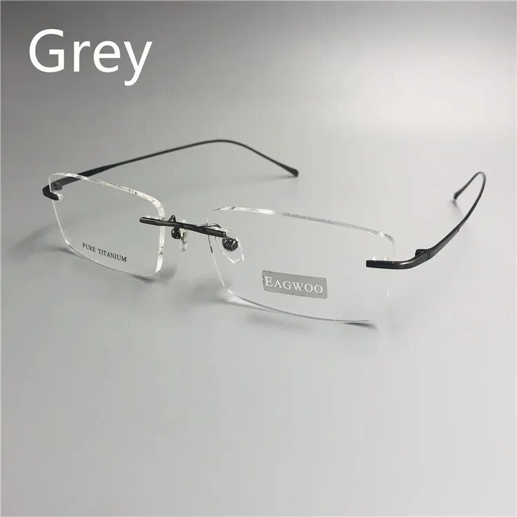 Безрамные очки EAGWOO из титана для широкого лица Gray, Серый