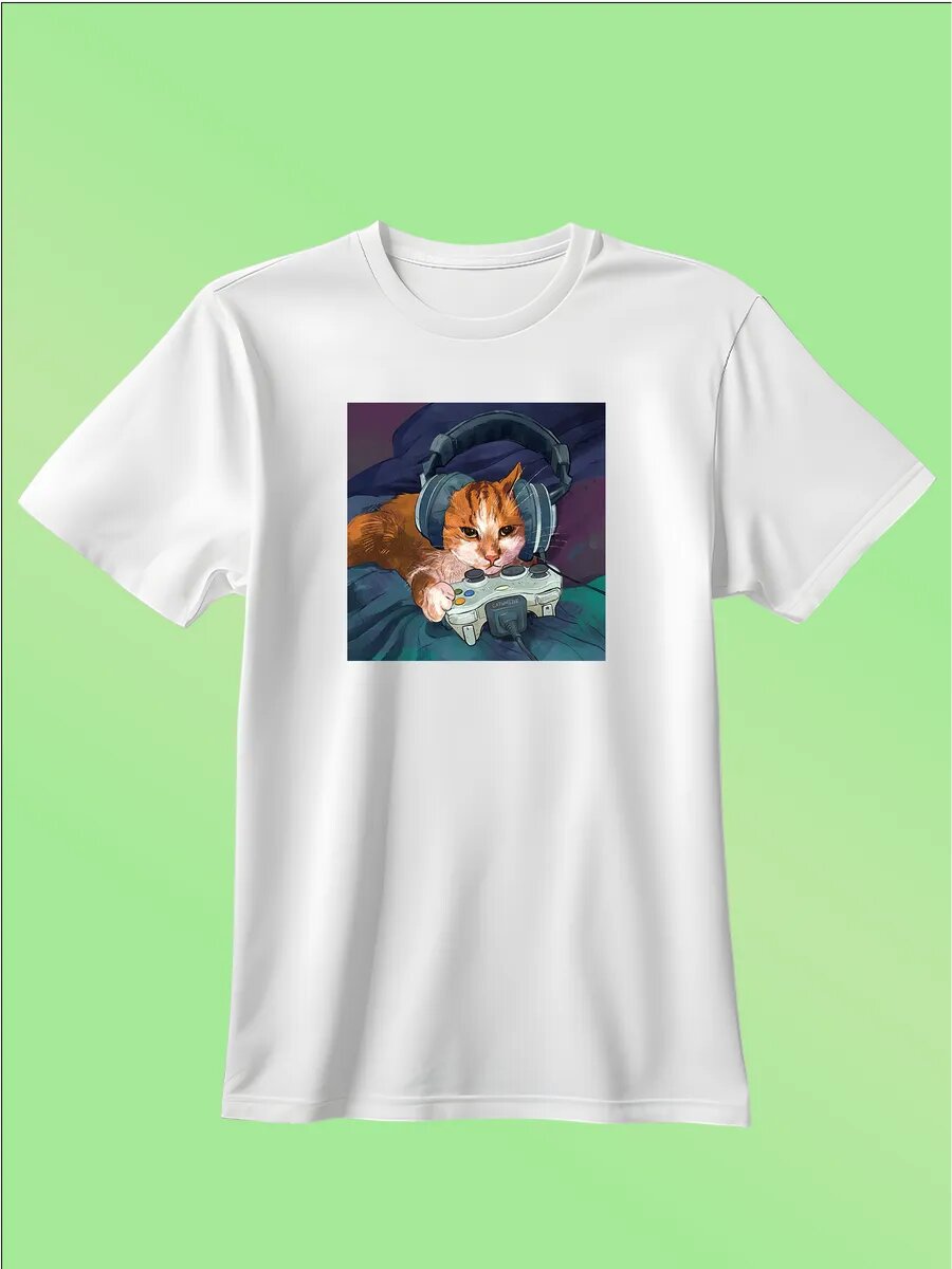 Футболка кот в наушниках