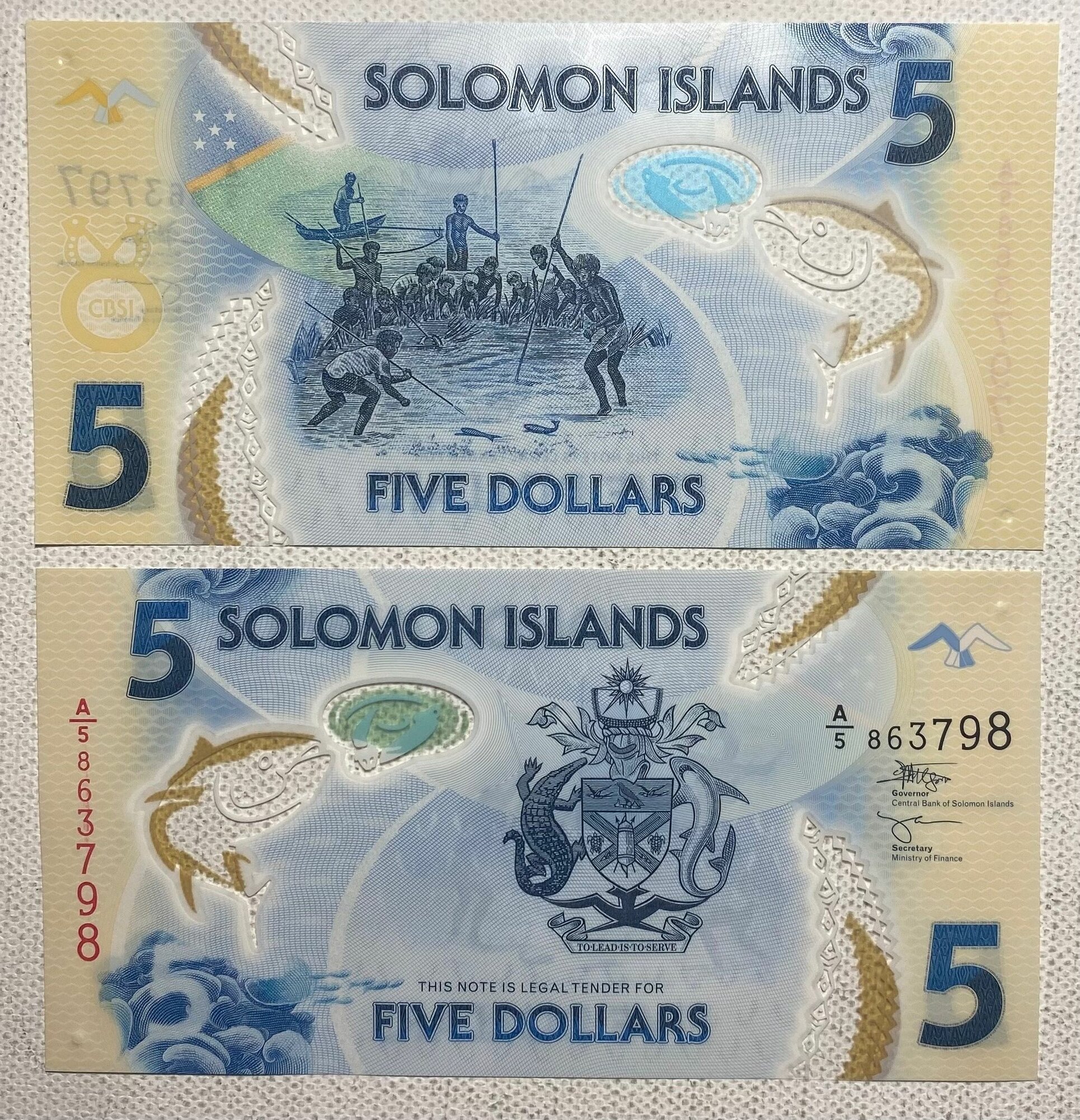 Соломоновы острова 5 долларов 2019-2022 года UNC пресс