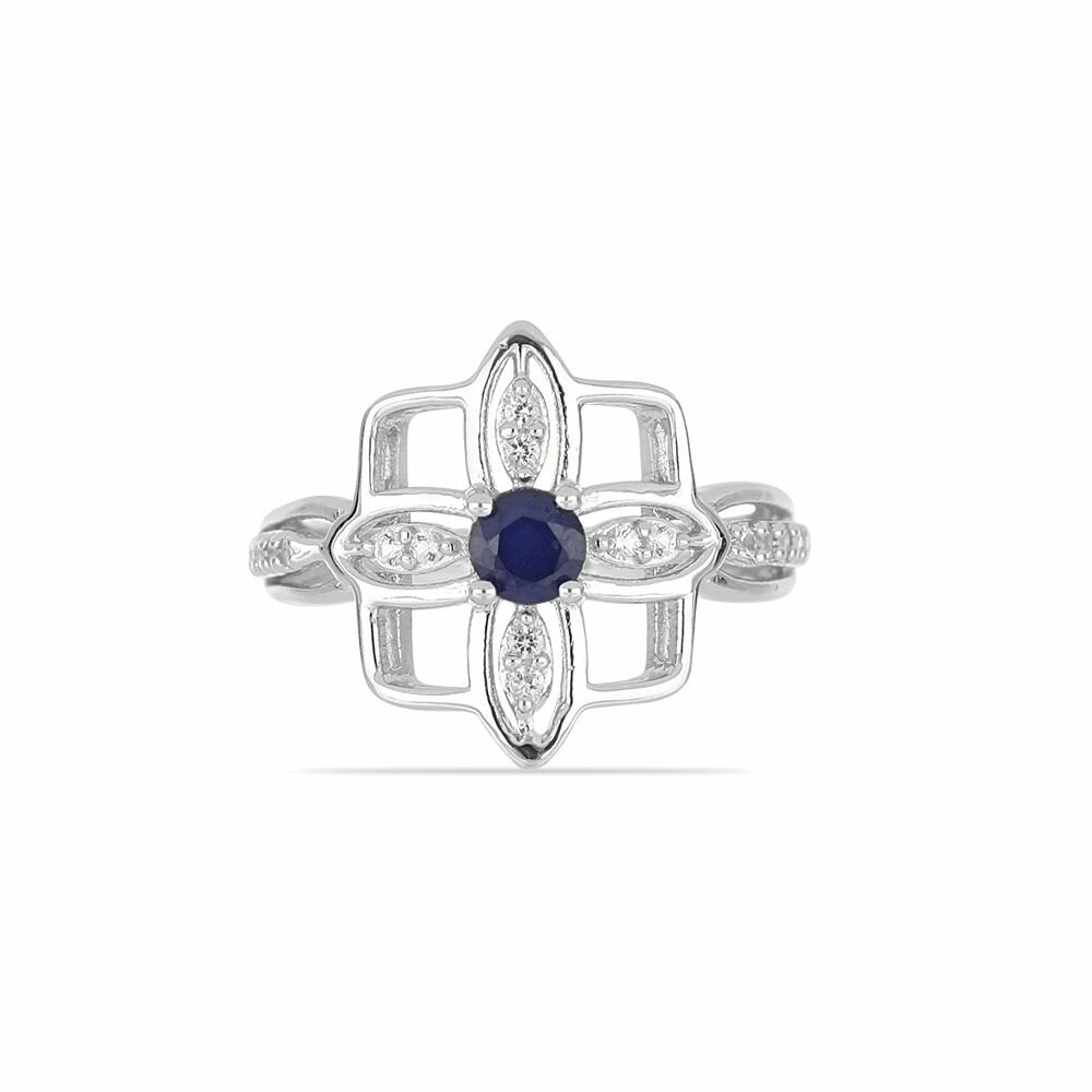 Кольцо, серебро, 925 проба, родирование, сапфир