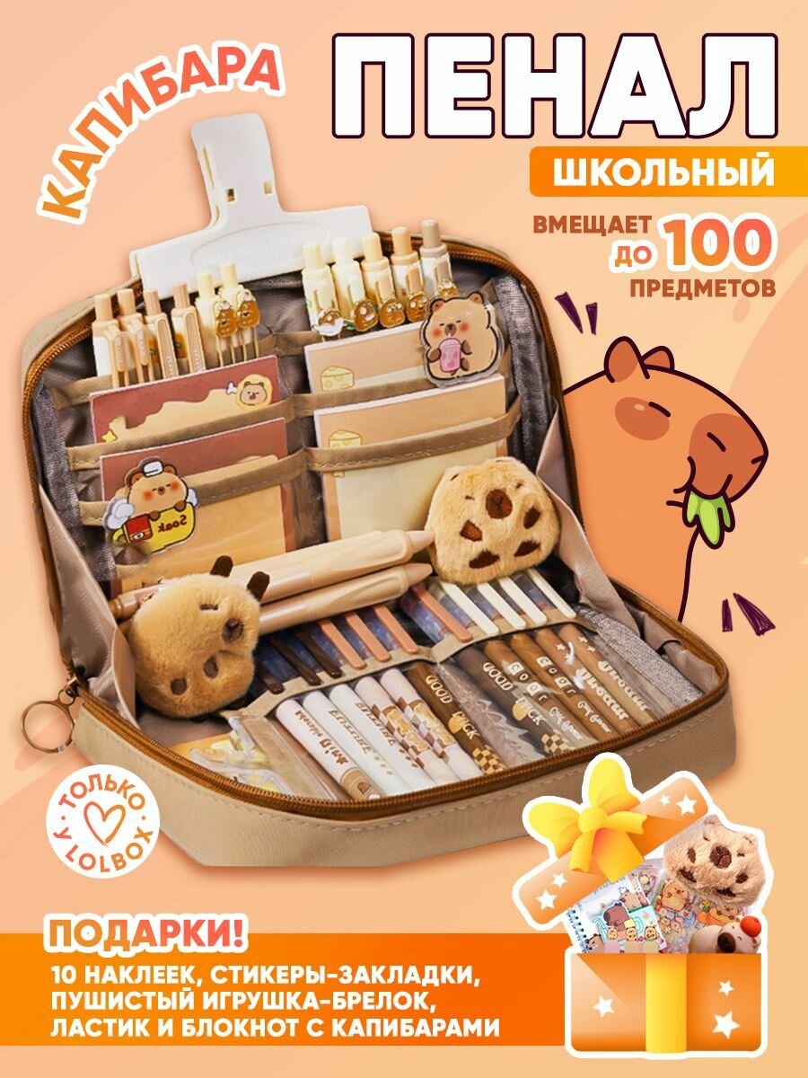 LOLBOX Пенал школьный большой с капибарой