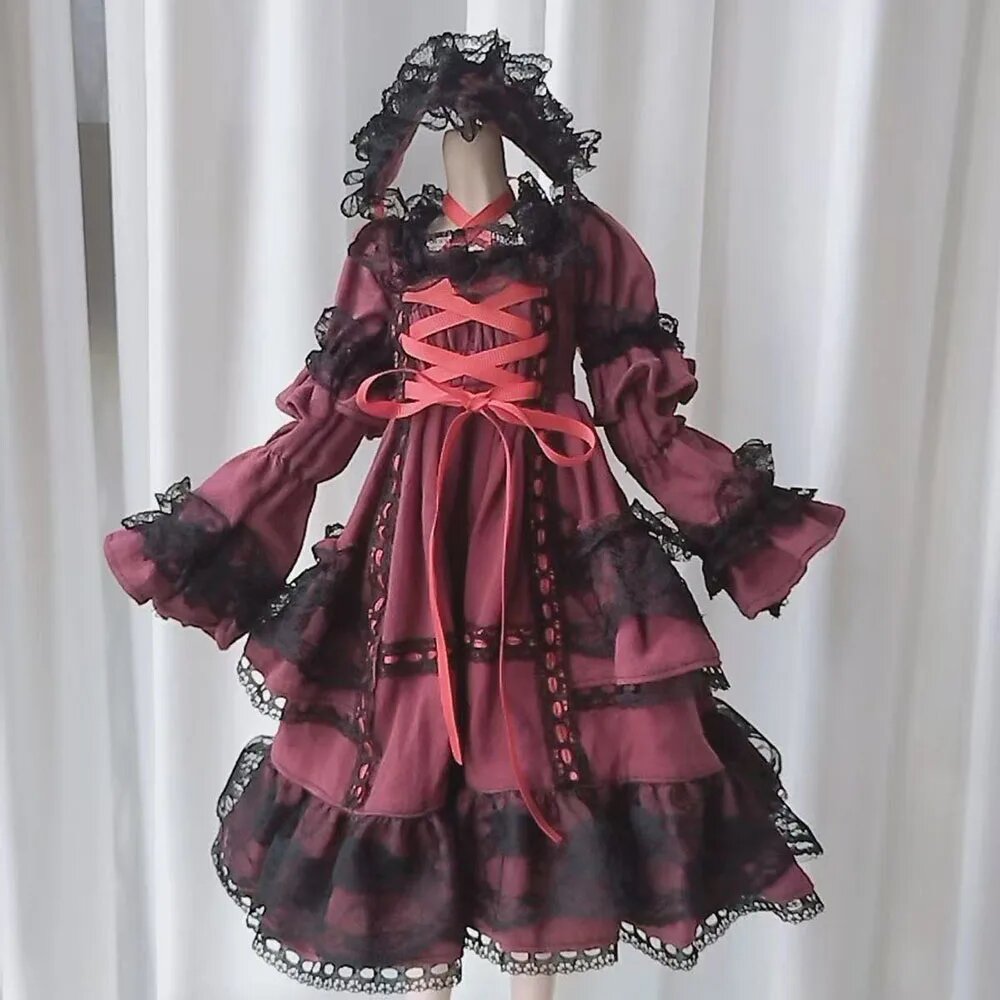Платье для кукол BJD 1/3, винтажное, черное