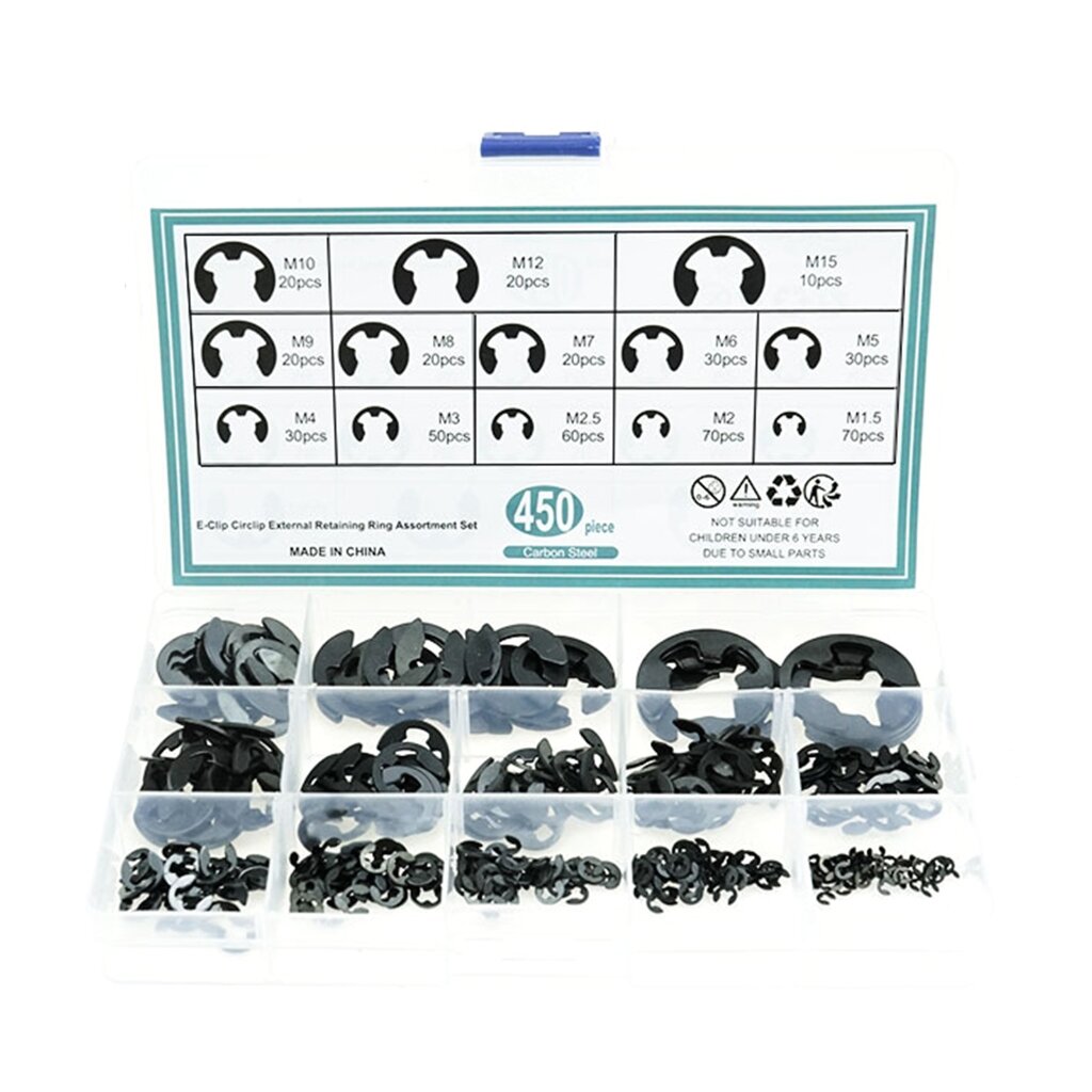 Набор из 450 шт. зажимов, внешний фиксирующий зажим, стопорное кольцо, удобные противоскользящие шайбы для надежного решения по креплению