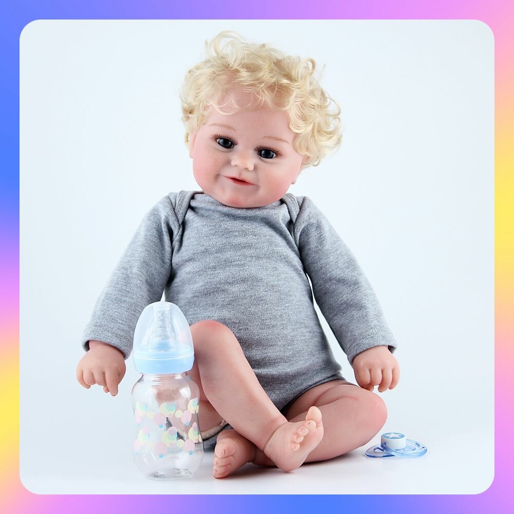 Мягконабивная кукла Реборн (Reborn Dolls) - Девочка в сером боди (51 см)