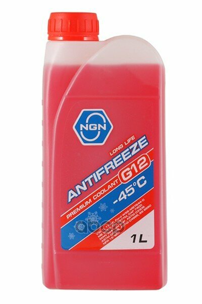 Антифриз, готовый раствор G12 -45 красный 1л NGN арт. V172485640