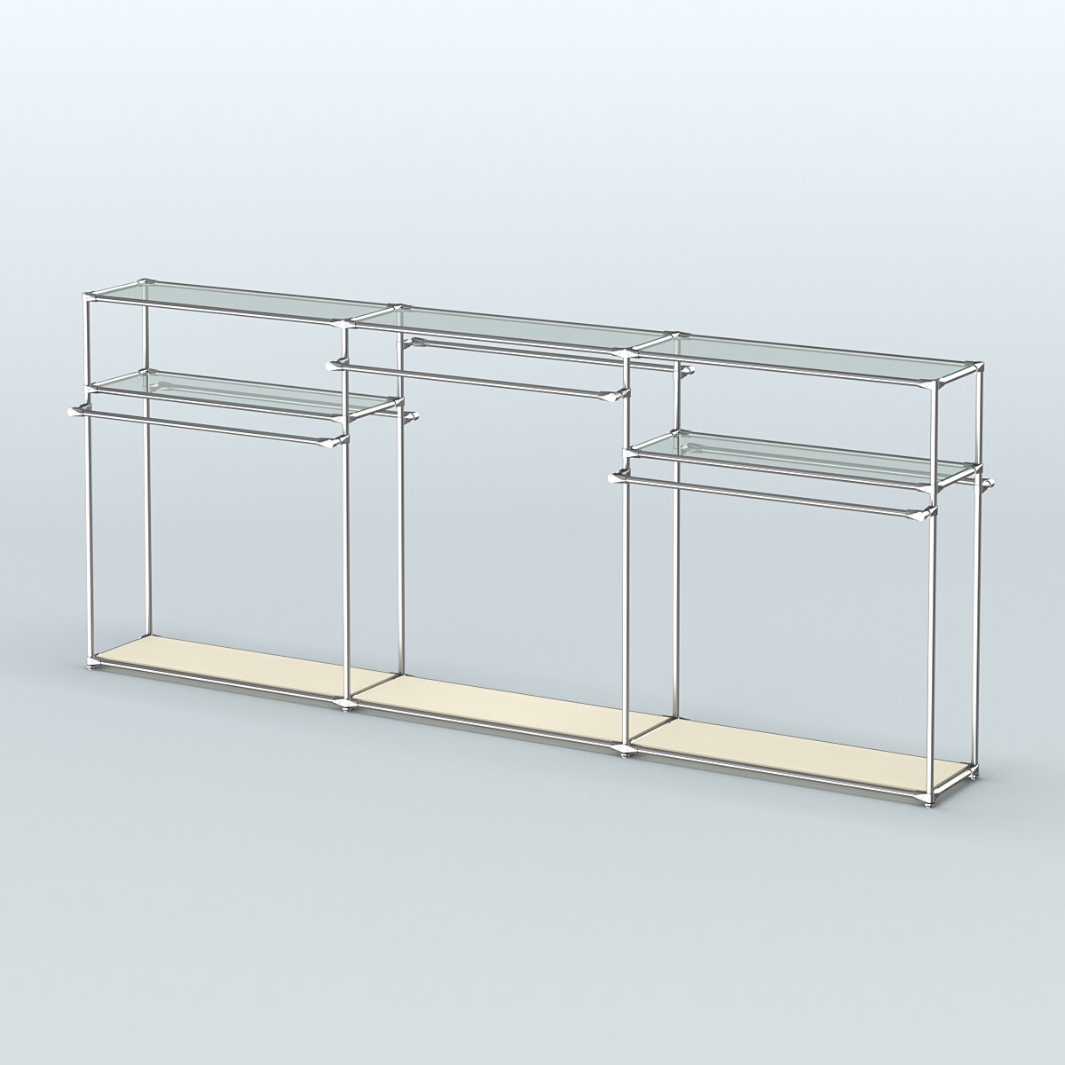 Островная торговая система хром 3600 мм с поручнями №6, Крем Вайс