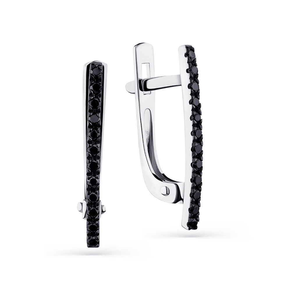 Серьги, белое золото, 585 проба, бриллиант